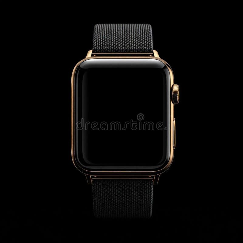 Black Smartwatch with Metal Band Stock Illustration - Illustration of ...