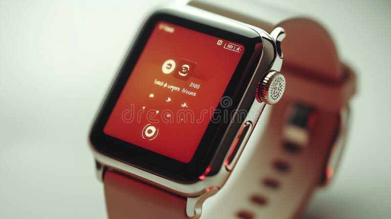 Smartwatch with Futuristic Red Interface Stock Illustration ...