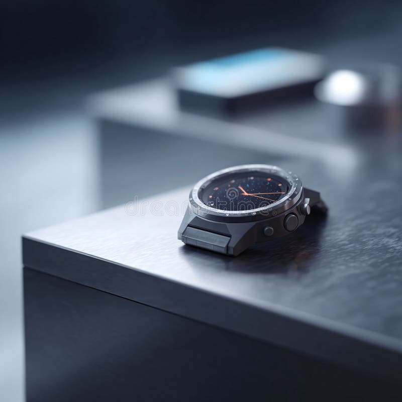 Sleek Smartwatch on a Modern Surface, Displaying a Starry Dial ...