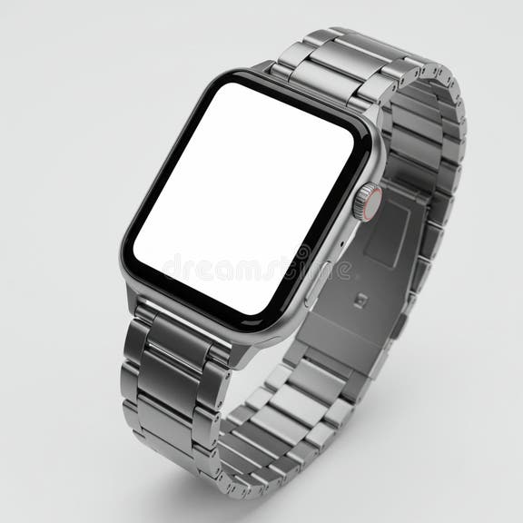 A Sleek Smartwatch with a Rectangular Face and a Metallic Silver Band ...
