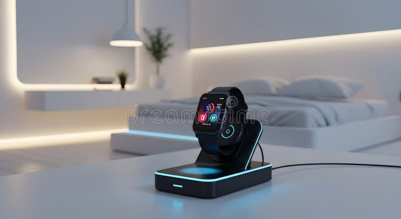 Smartwatch on Modern Charging Dock Stock Illustration - Illustration of ...