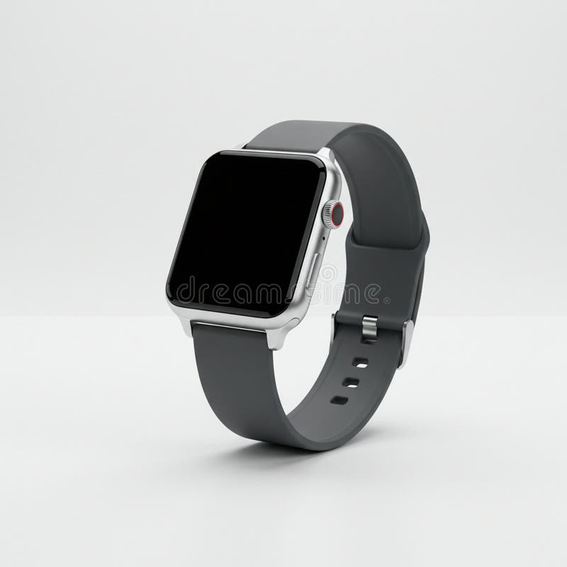 A Sleek Smartwatch with a Square Face and a Black Screen, Encased in a ...