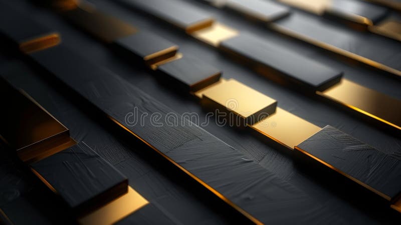 Sleek and Sophisticated Abstract Design of Gold Strip Lines on a Black ...