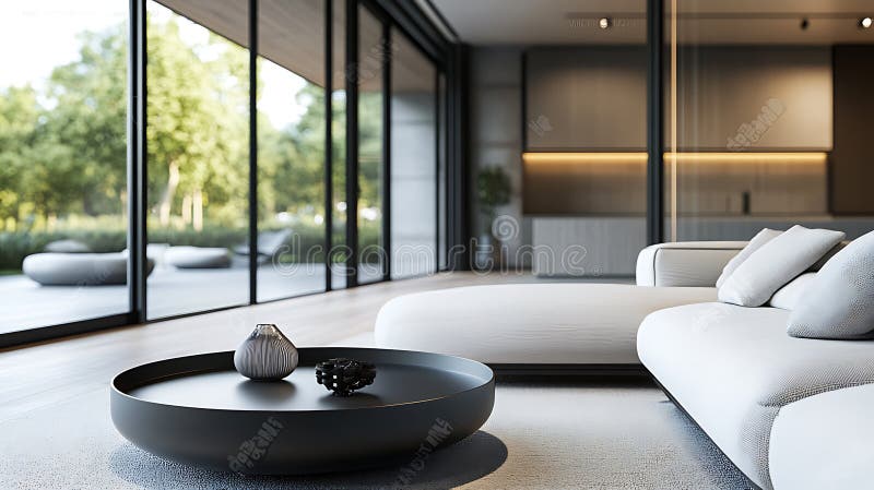 High-End Modern Interior Design for a Spacious Living Room Stock ...