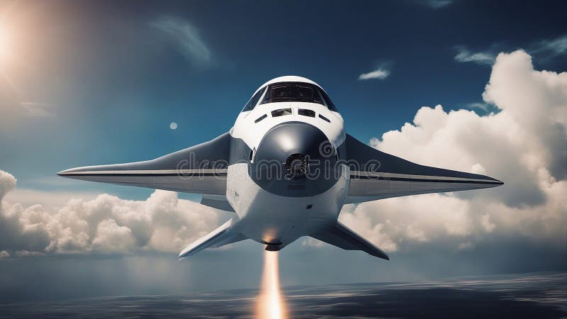 A Sleek Space Shuttle with a Silver and Blue Color Scheme and a Winged ...