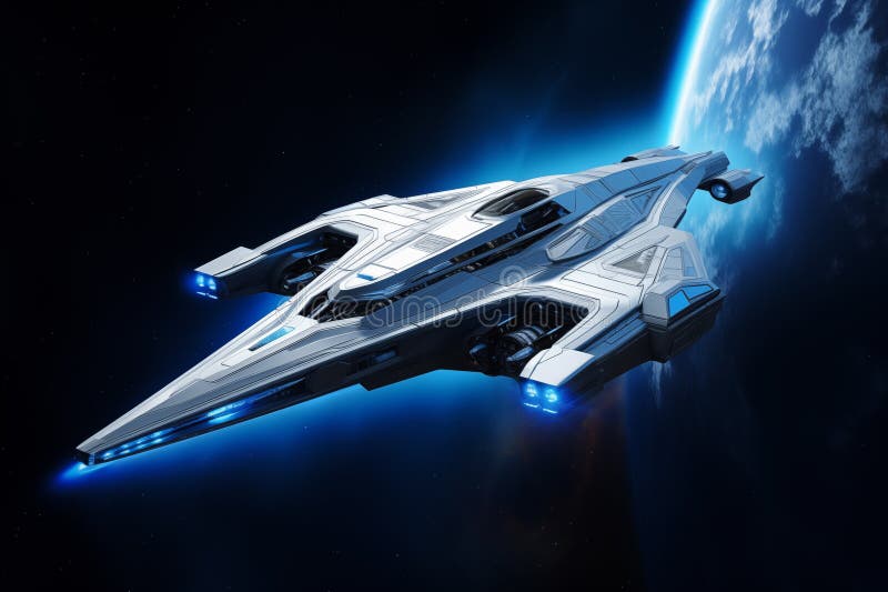 Sleek Spaceship Navigating through the Infinite Depths of Space ...