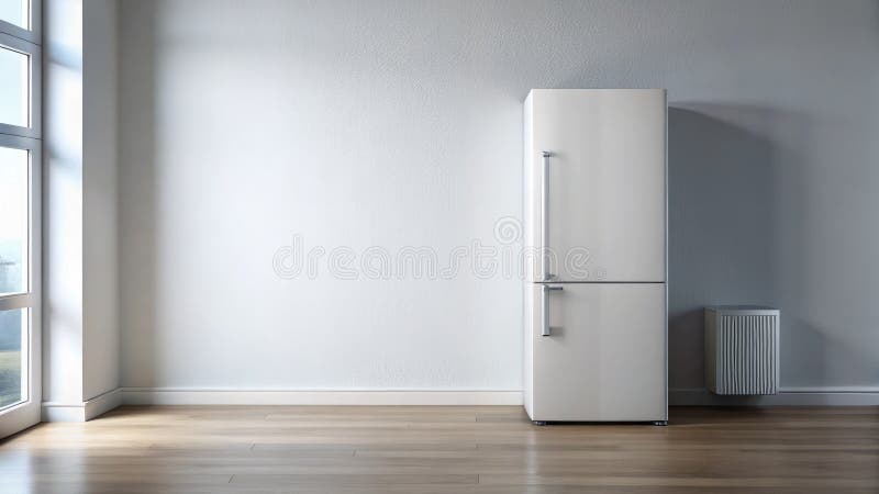 Sleek and Spacious a Modern White Refrigerator in a Minimalist Kitchen ...