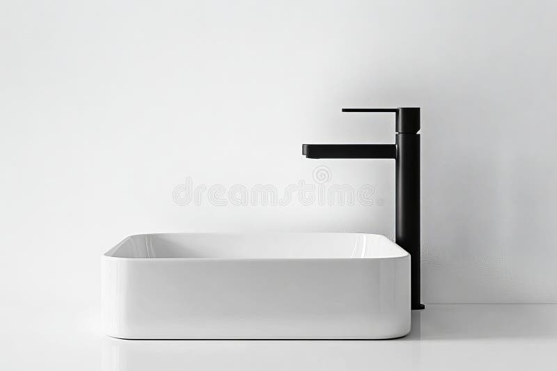 Sleek square ceramic sink stock image. Image of modern - 342384841