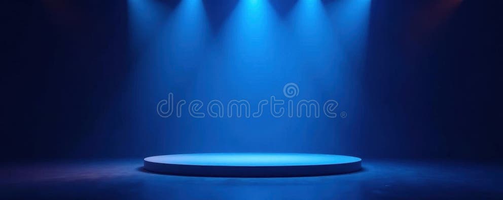Sleek Stage, Single Blue Spotlight, Minimalist Backdrop, Clean, Event ...