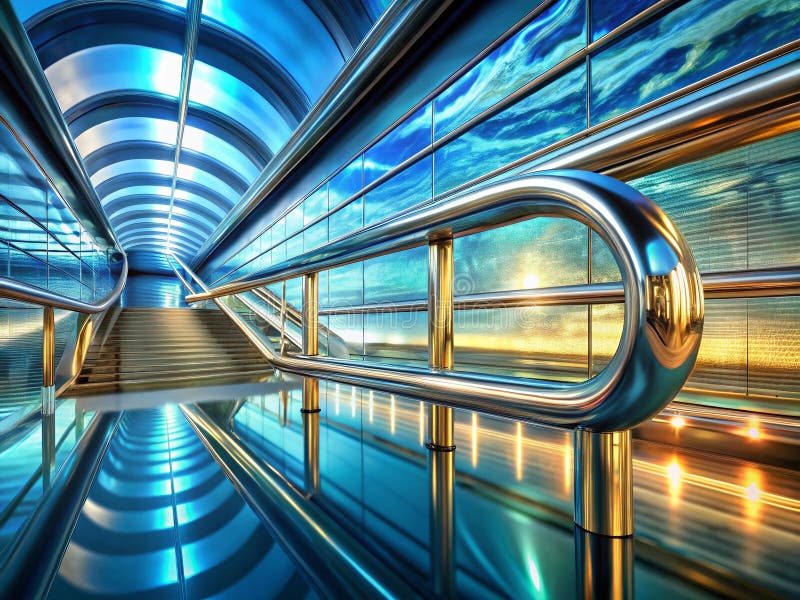 Sleek Stainless Steel Handrail a 3D Architectural Render for Modern ...