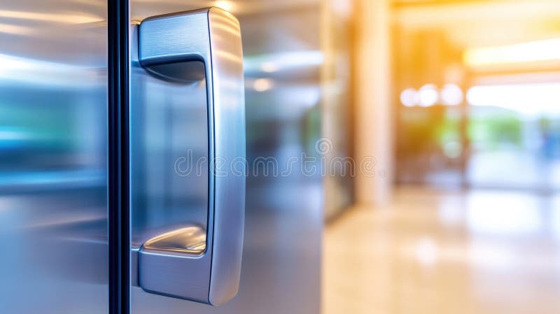 Sleek Stainless Steel Refrigerator Handle in a Modern Kitchen Setting ...