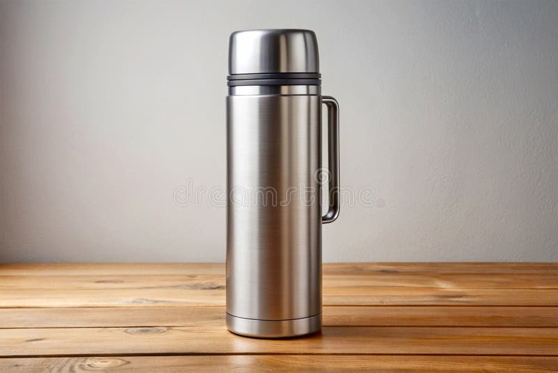 A Sleek Stainless Steel Thermos Mockup Stock Illustration ...
