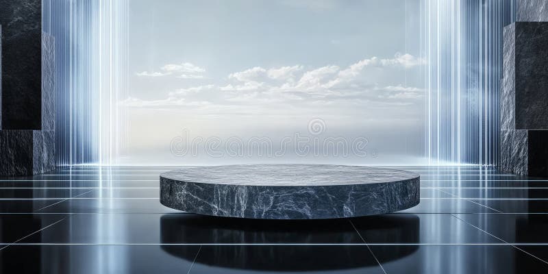 A Sleek Stone Podium with a Smooth, Polished Surface, Standing on a ...