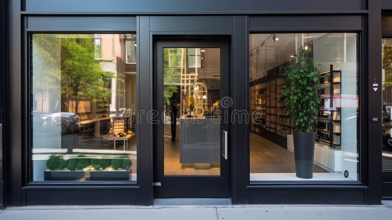Sleek store front door stock illustration. Illustration of contemporary ...