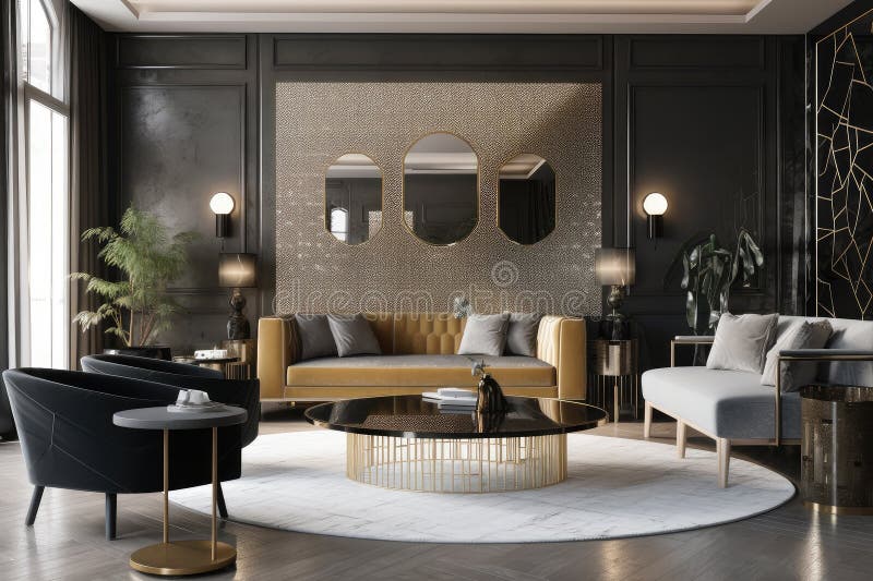 Sleek and Streamlined Decor in Art Deco Home, with Geometric Shapes and ...