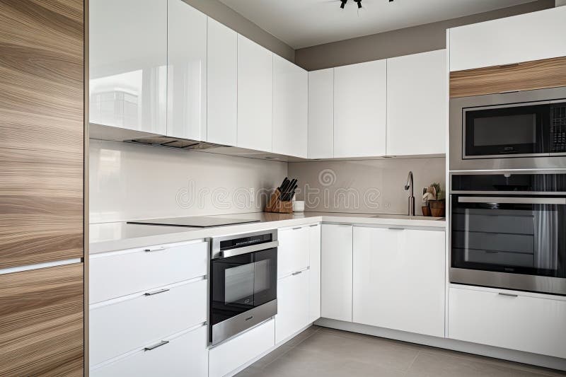 Sleek and Streamlined White Appliances with Matching Countertops and ...