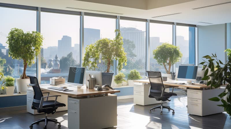 Sleek Studio Office Interior Stock Illustration - Illustration of ...