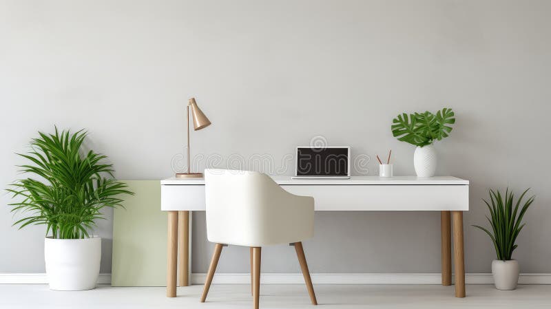 Sleek study desk stock illustration. Illustration of laptop - 368974470