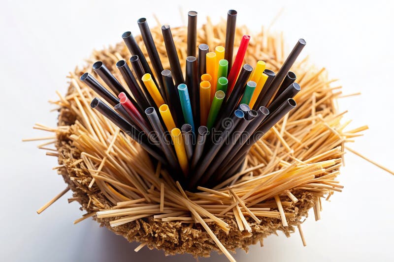 Sleek and Stylish Black Drinking Straw Against a Pristine White ...