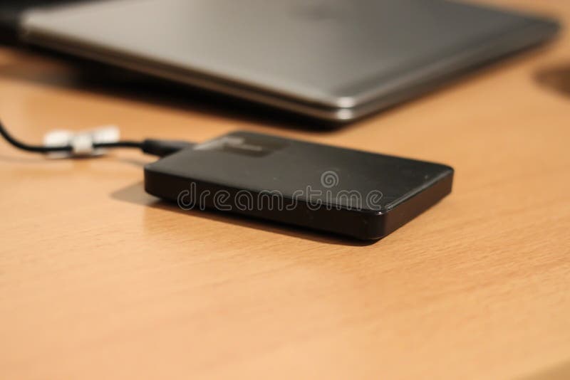 Sleek Stylish External HDD Connected To Silver Computer Stock Image ...