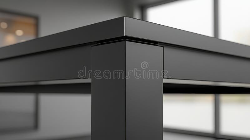 The Sleek Surface Supports a Modern Black Table Leg in a Close-up View ...