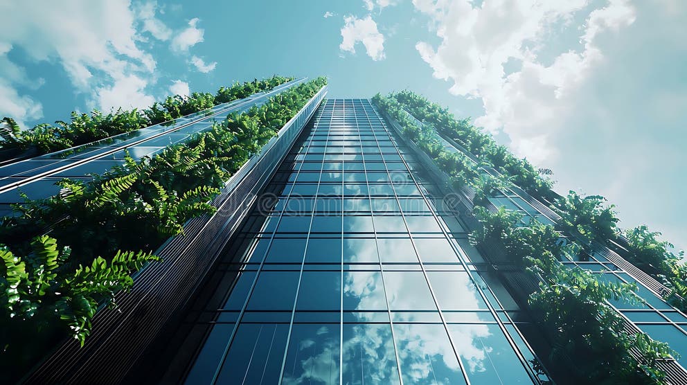 Sleek Sustainable Skyscraper with Advanced Shading and Greenery Stock ...
