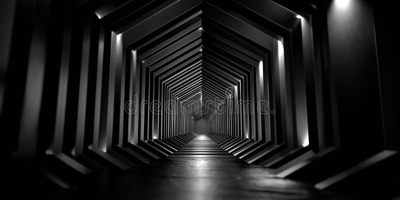 3D Wallpaper Futuristic Illuminated Corridor with Infinite Depth Stock ...