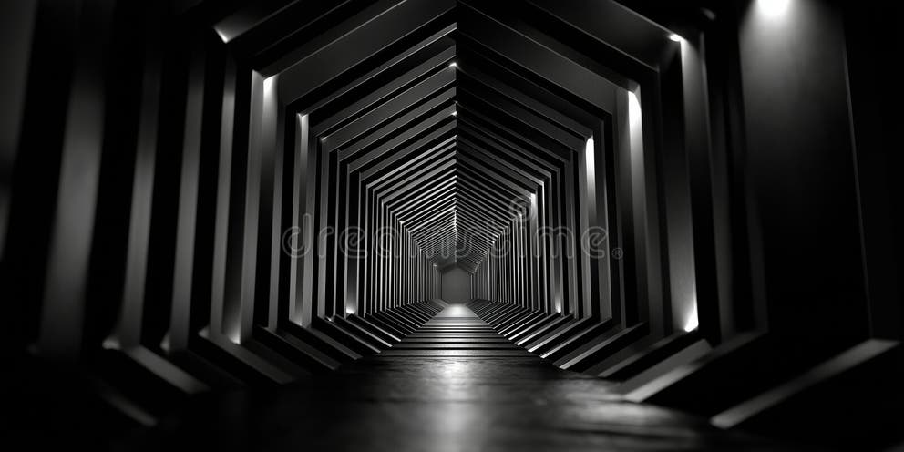 3D Wallpaper Futuristic Illuminated Corridor with Infinite Depth Stock ...