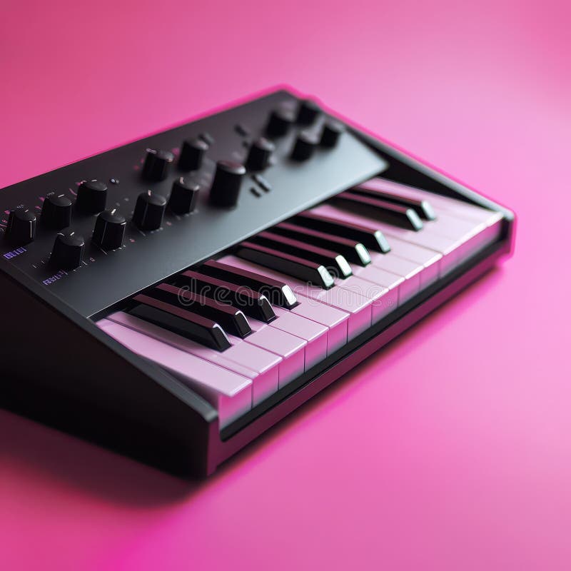 Synthesizer on Vibrant Pink Backdrop Stock Photo - Image of smooth ...