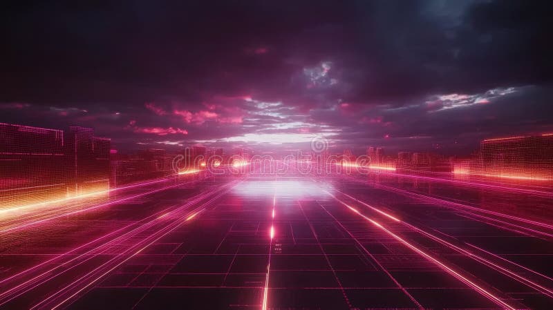 Sleek Synthwave Grid Background for YouTube Thumbnail Stock Photo ...