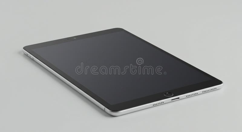 A Sleek Tablet with a Dark Screen is Displayed at a Slight Angle on a ...
