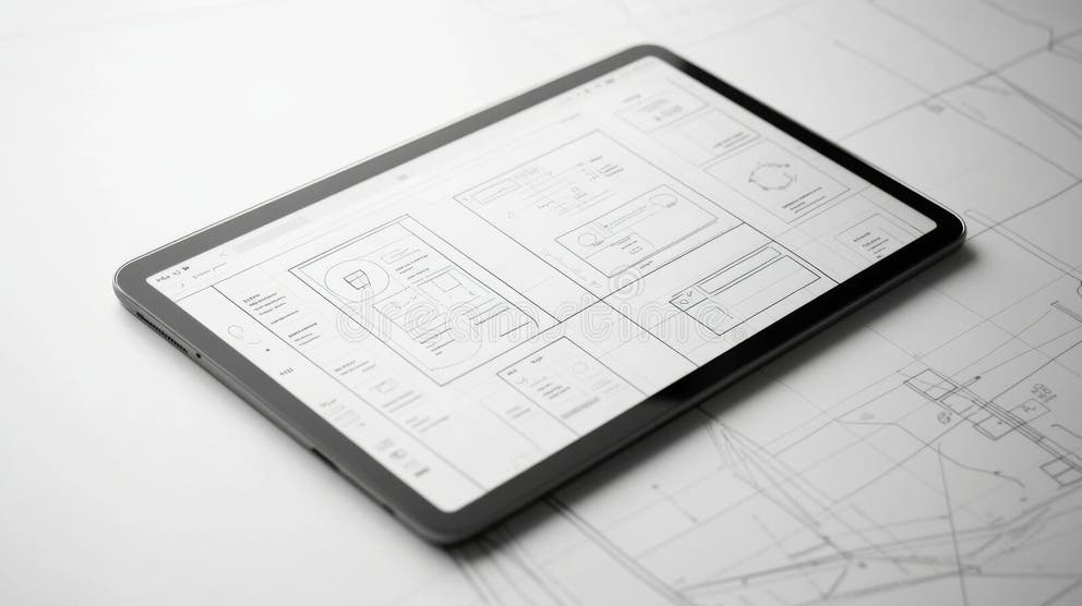 A Sleek Tablet Design Showcases Digital Wireframes and Layouts. a ...