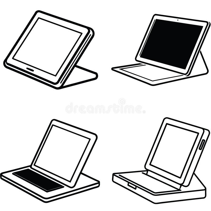 A sleek tablet on a desk stock illustration. Illustration of iron ...