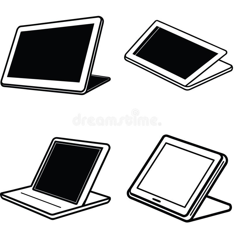 A sleek tablet on a desk stock illustration. Illustration of cartoon ...