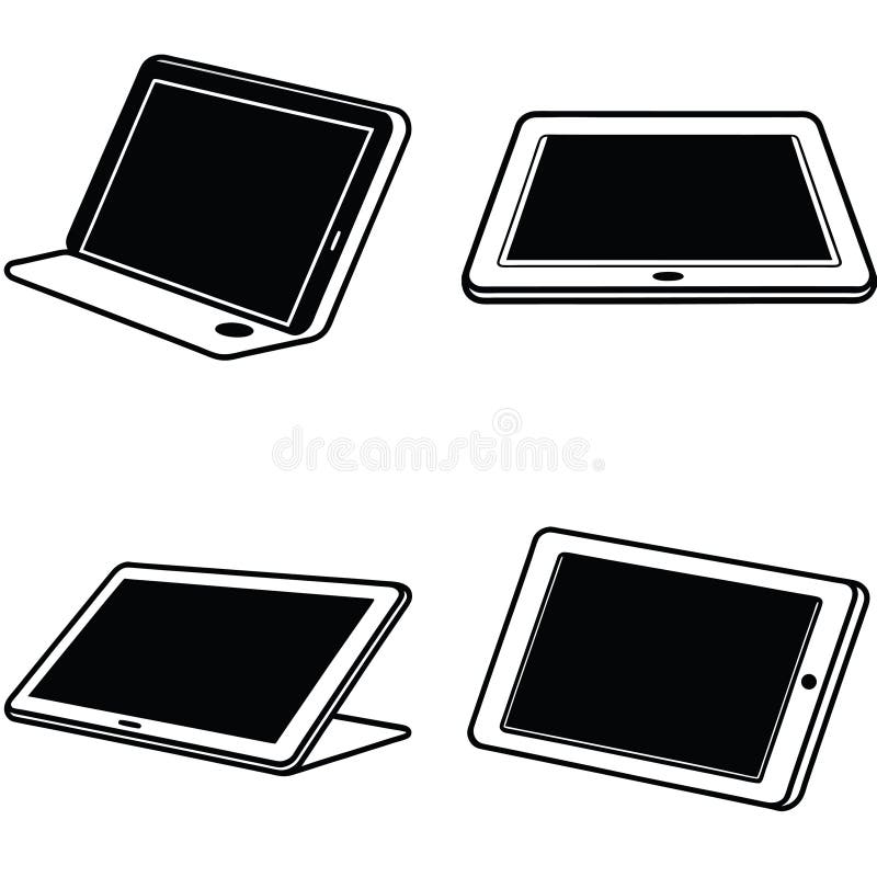 A sleek tablet on a desk stock illustration. Illustration of ...