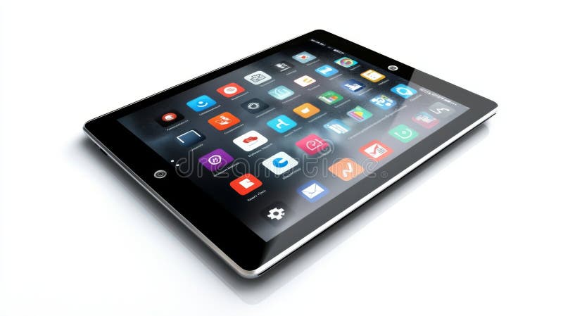 A Sleek Tablet Device with Vibrant App Icons Displayed on the Screen ...