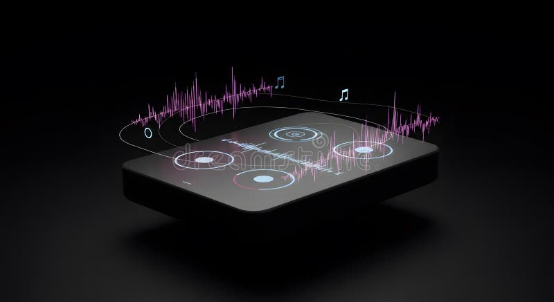 Futuristic Music Player Interface Digital Audio Waves Visualization on ...