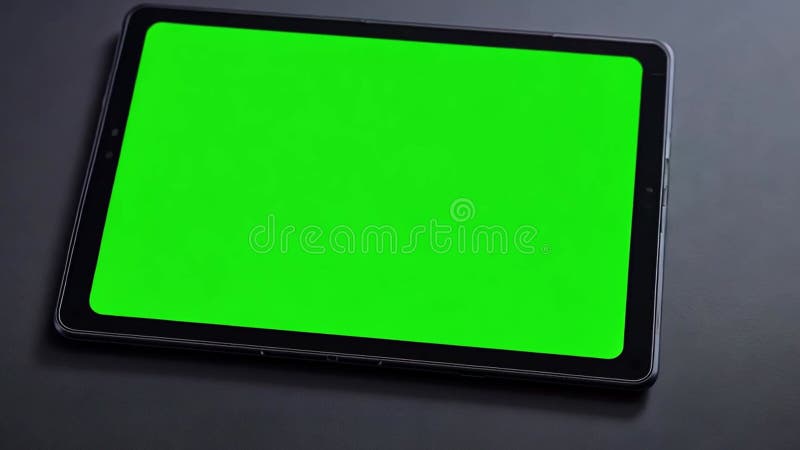 A Sleek Tablet Displays a Solid Green Screen, Ideal for Multiple ...