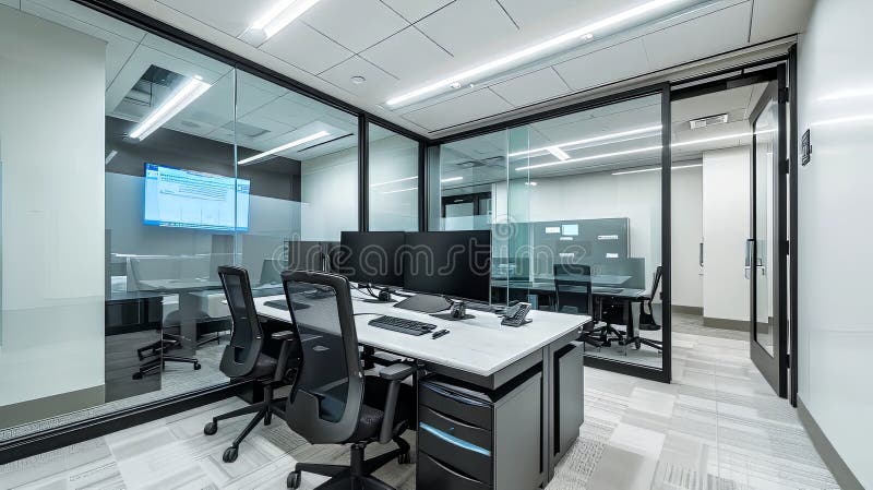 Sleek Tech Room Interior Concept Stock Illustration - Illustration of ...