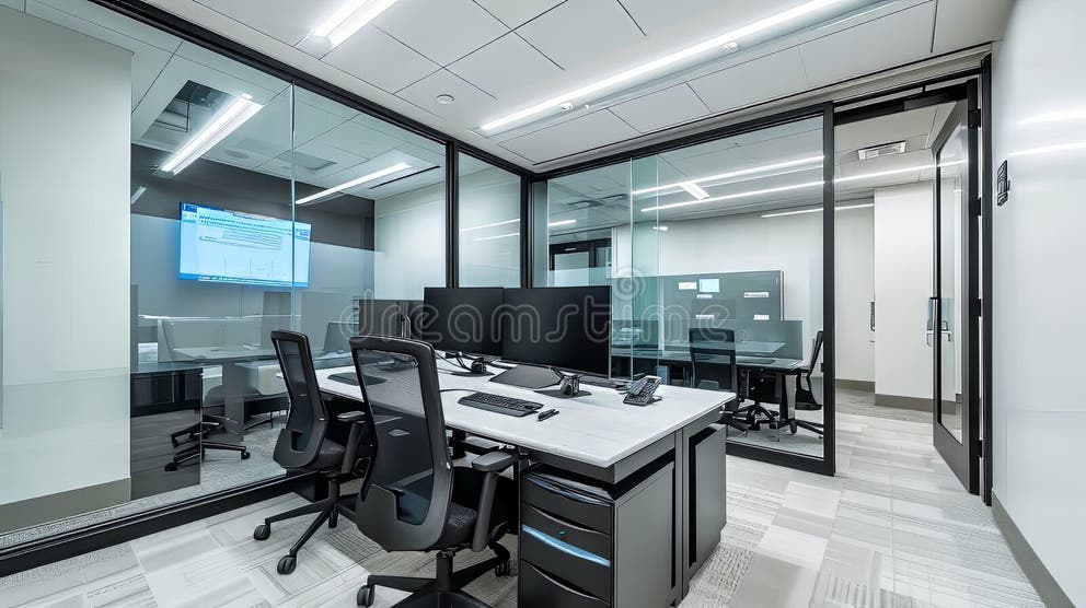 Sleek Tech Room Interior Concept Stock Illustration - Illustration of ...