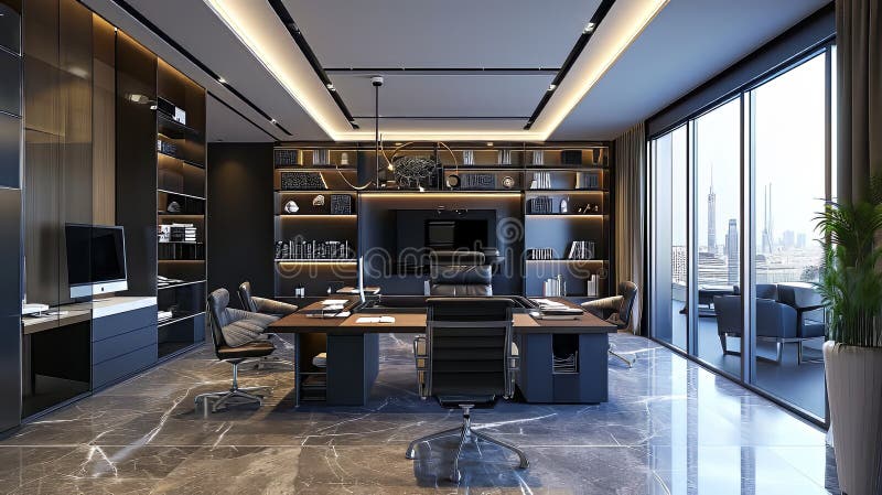 Sleek Tech Space Room Interior Concept Stock Illustration ...