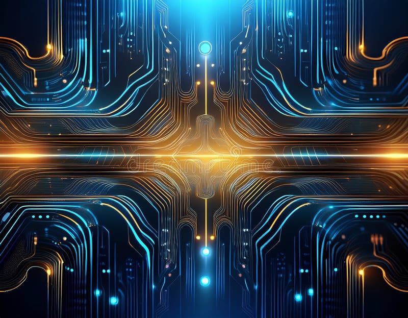 Sleek Technology Background with Circuit Patterns and Glowing Lines ...