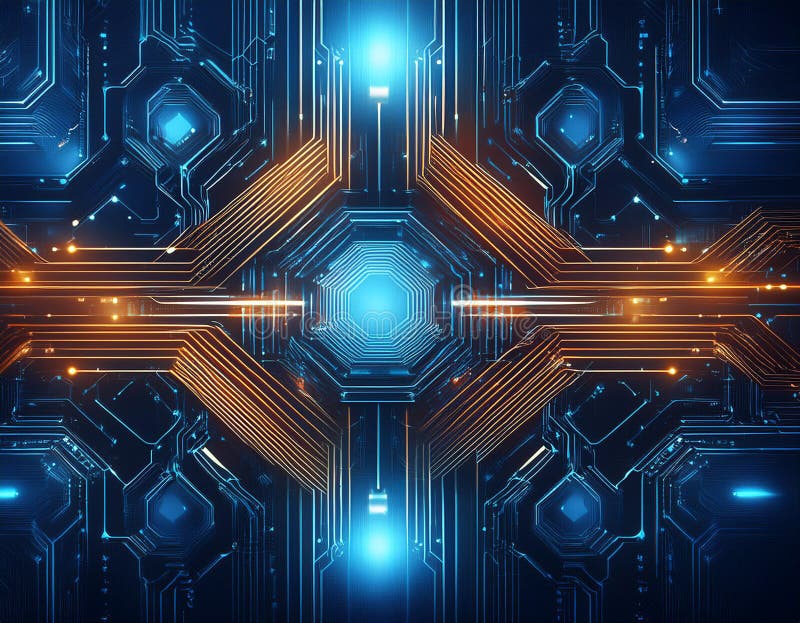 Sleek Technology Background with Circuit Patterns and Glowing Lines ...