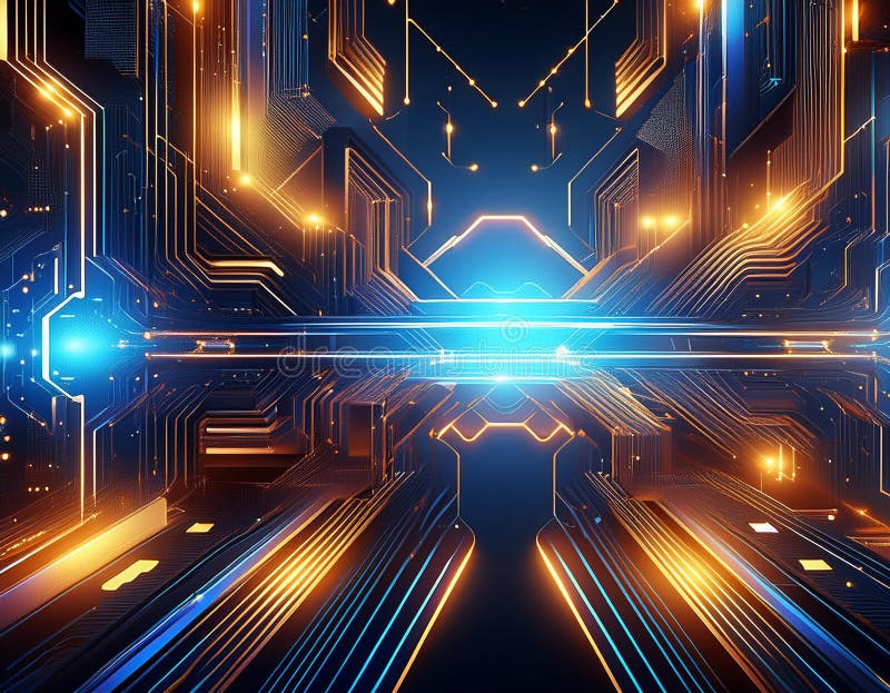 Sleek Technology Background with Circuit Patterns and Glowing Lines ...