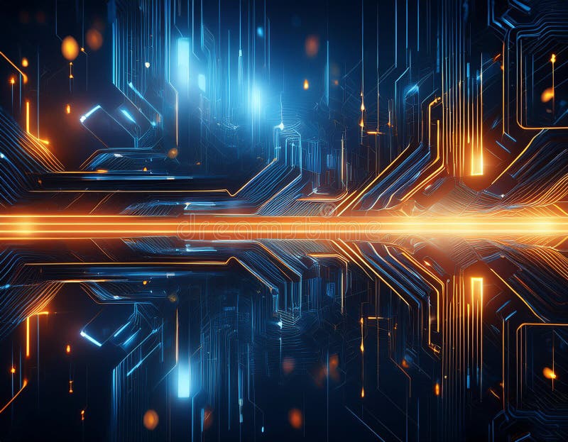 Sleek Technology Background with Circuit Patterns and Glowing Lines ...