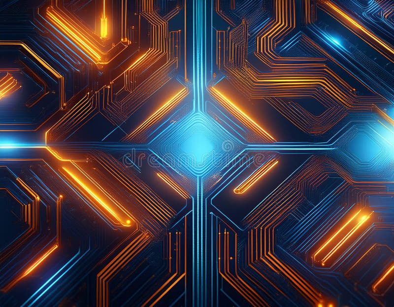 Sleek Technology Background with Circuit Patterns and Glowing Lines ...