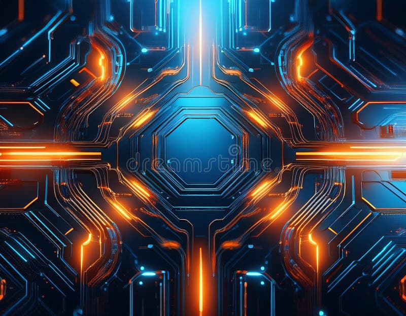 Sleek Technology Background with Circuit Patterns and Glowing Lines ...