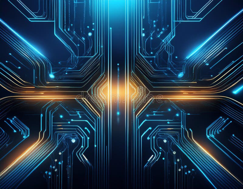 Sleek Technology Background with Circuit Patterns and Glowing Lines ...
