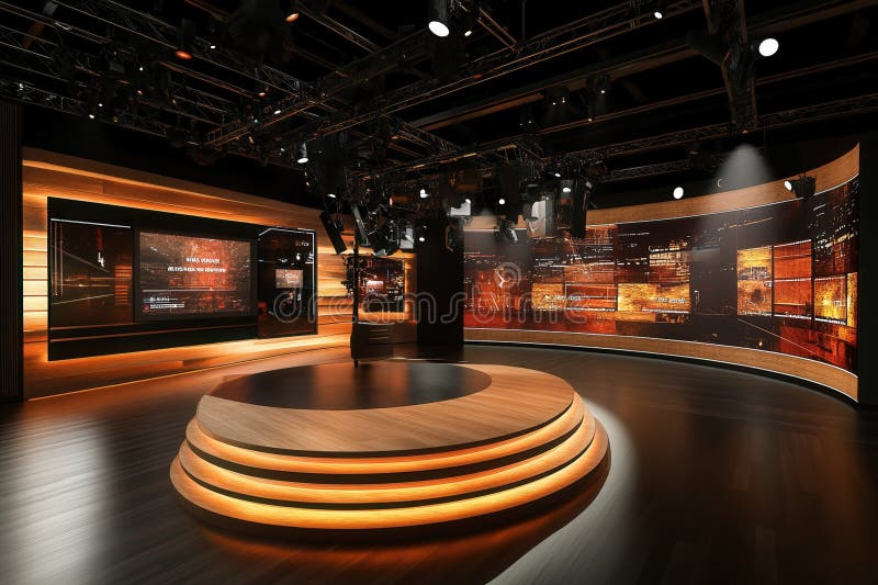 Modern Television Studio Set Featuring Advanced Lighting and ...