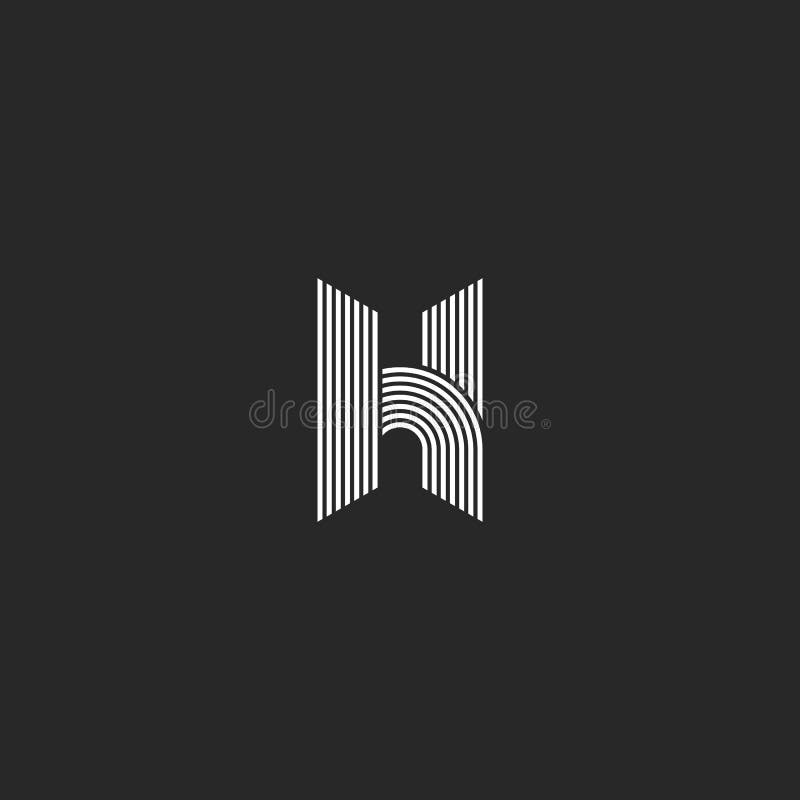 Sleek Thin Lines Geometry H Letter Logo Monogram Mockup, Black and ...